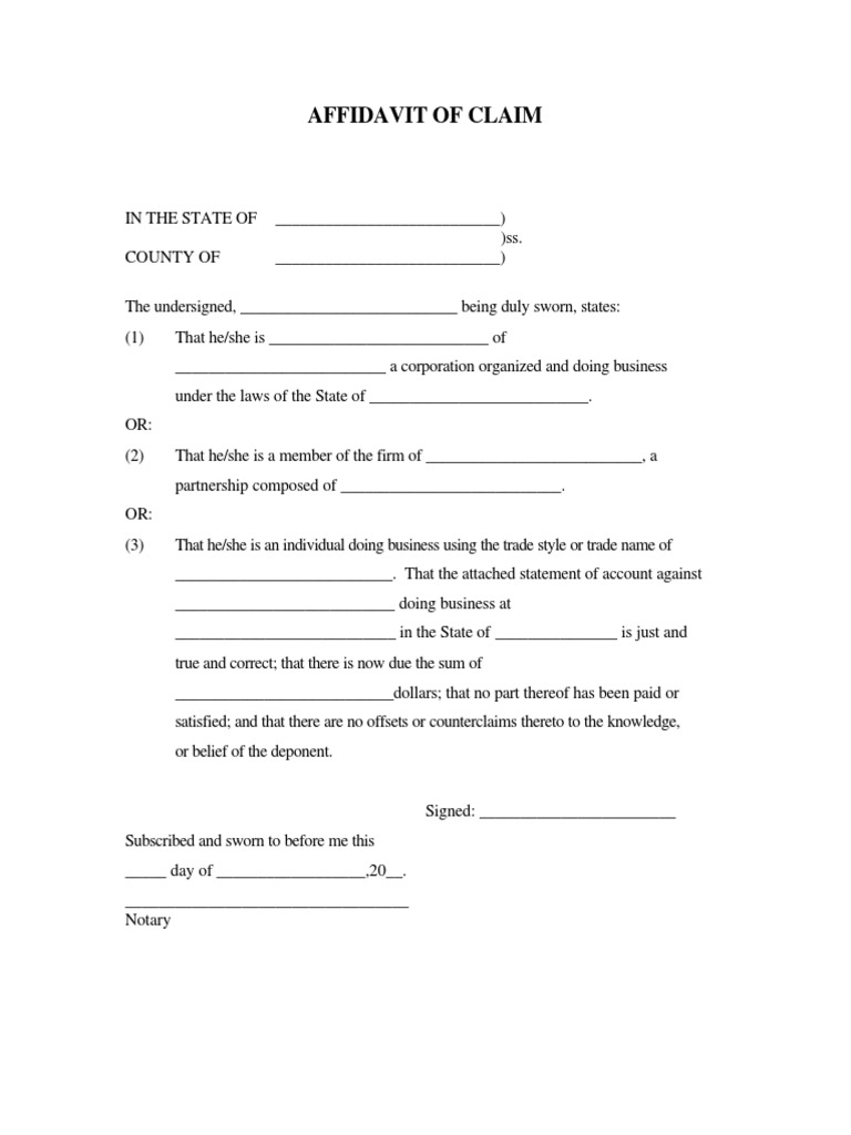 Affidavit of Claim | Download Free PDF | Affidavit | Comparative Law