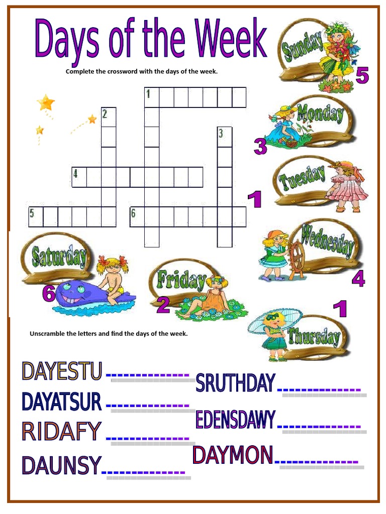 Solving the Days of the Week Crossword Puzzle Through Letter ...