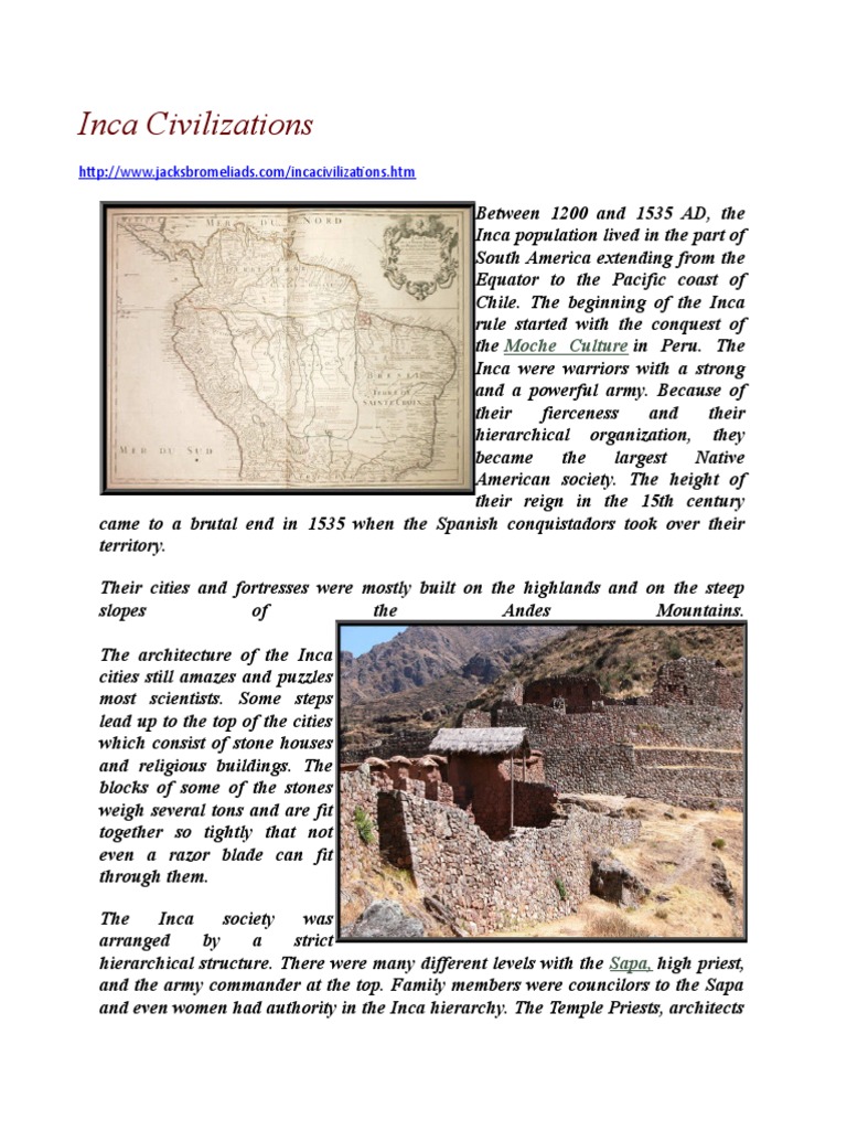 Inca Civilizations | PDF | Machu Picchu | Inca Empire
