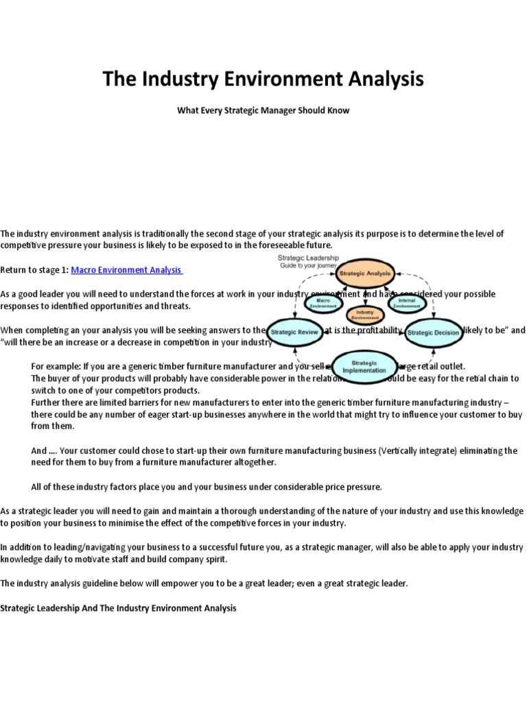 The Industry Environment Analysis | PDF | Strategic Management | Evaluation