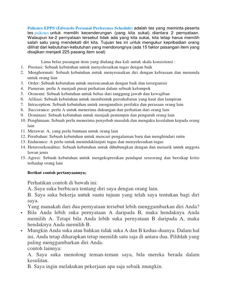 Psikotes 25 EPPS | PDF | Karier & Perkembangan | Pengembangan Diri