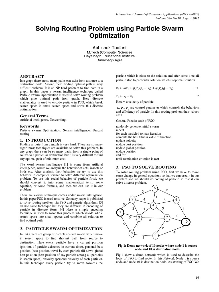 Solving Routing Problems Using Particle Swarm Optimization | PDF | Mathematical Optimization ...