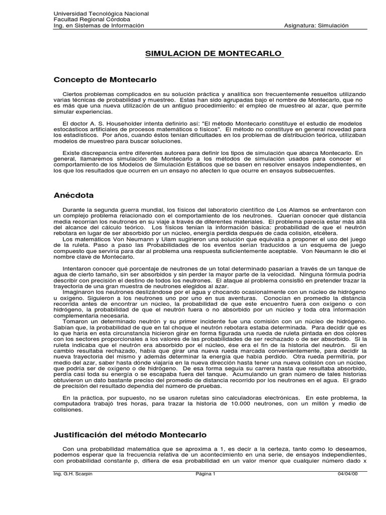 Montecarlo PDF | PDF | Método Monte Carlo | Inventario