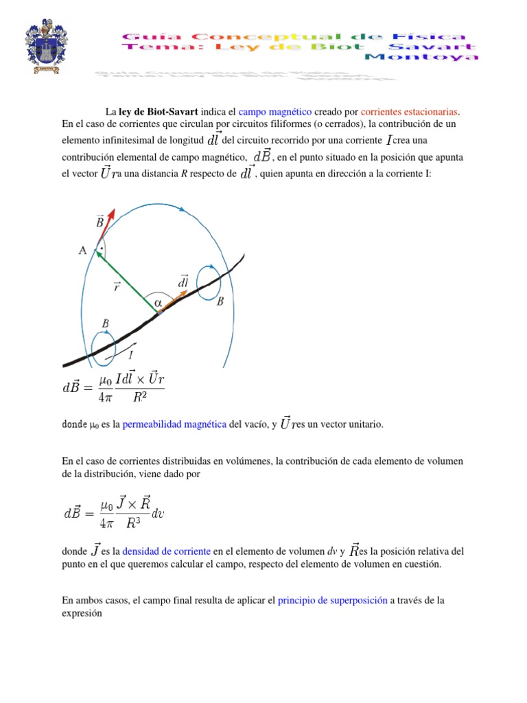 Ley de Biot Savart.1) PDF | PDF | Campo magnético | Corriente eléctrica