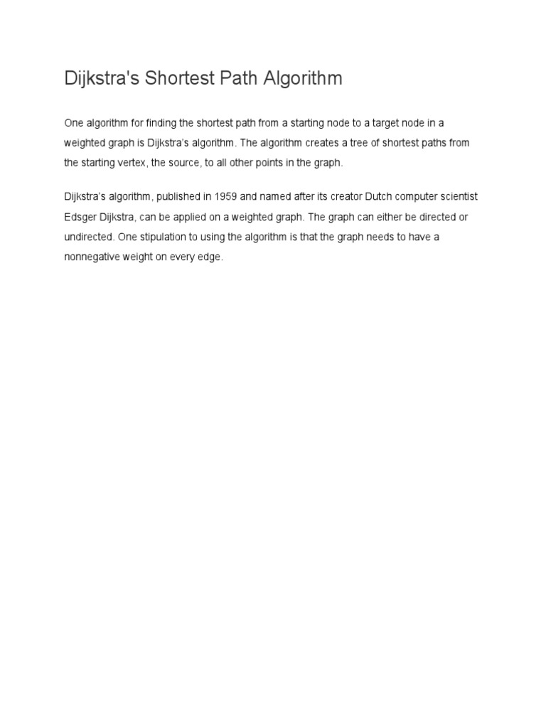 Dijkstras Shortest Path Algorithm Pdf Vertex Graph Theory Combinatorics