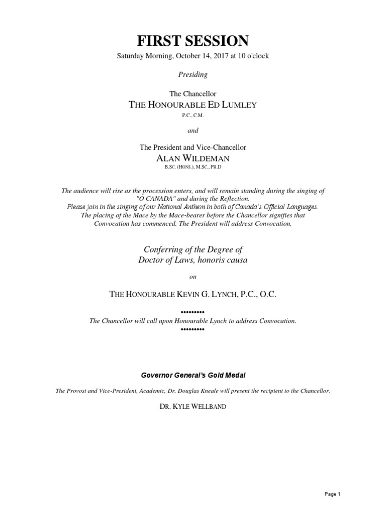 Convocation Program - Oct 2017 | PDF | Academia