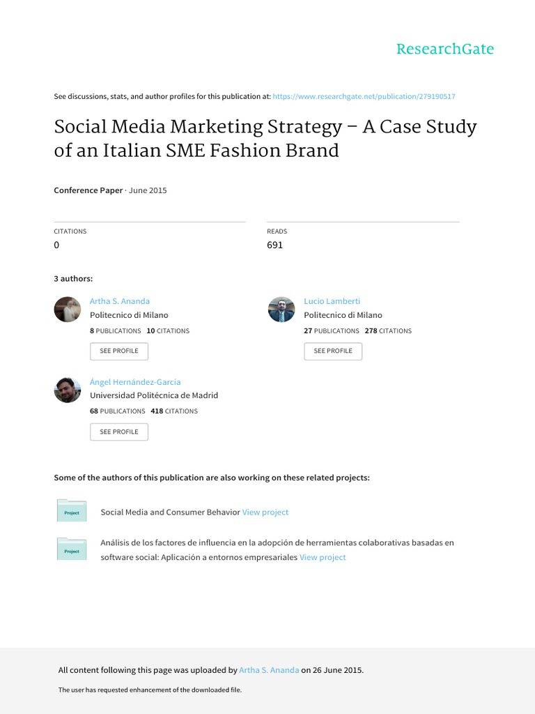 Social Media Marketing Strategy - A Case Study of An Italian SME ...