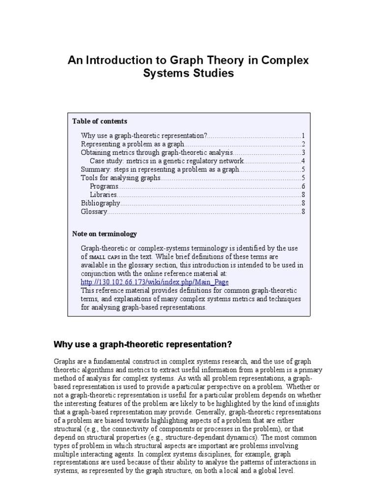 An Introduction To Graph Theory in Complex Systems Studies: Why Use A ...