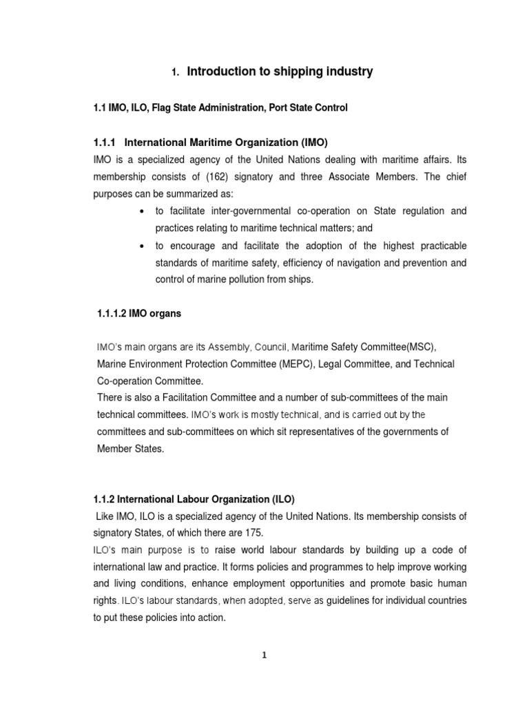 Introduction To Shipping Industry: 1.1.1 International Maritime ...