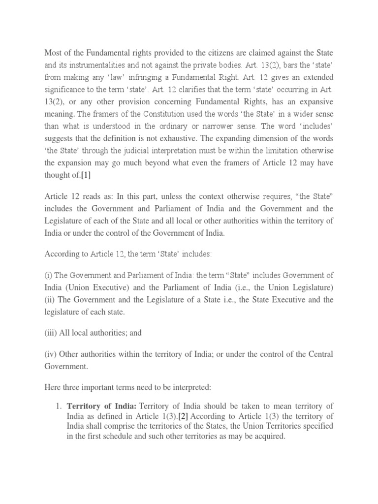 State Under Article 12 of The Constitution of India | PDF | U.S. State ...