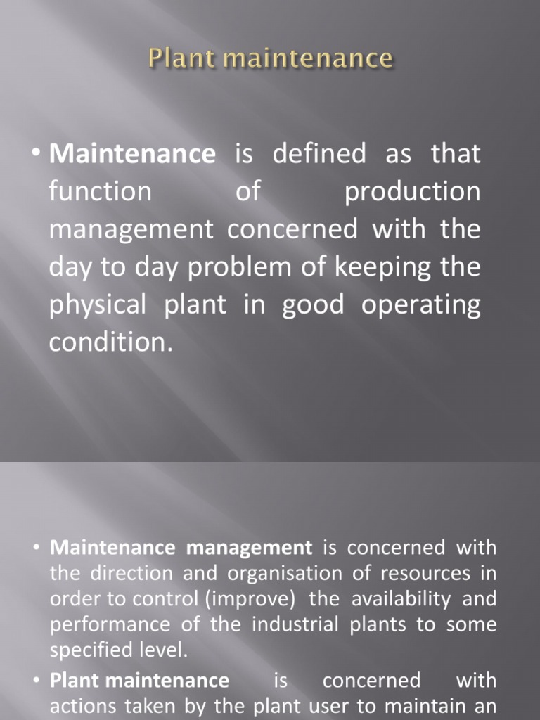 Plant Maintenance | PDF | Systems Engineering | Production And ...