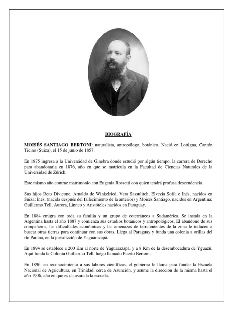 Moisés Bertoni: Pionero en Ciencias | PDF