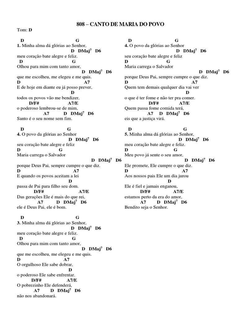 808 - Canto de Maria Do Povo - D - Versão Original | PDF | Amor | Maria ...
