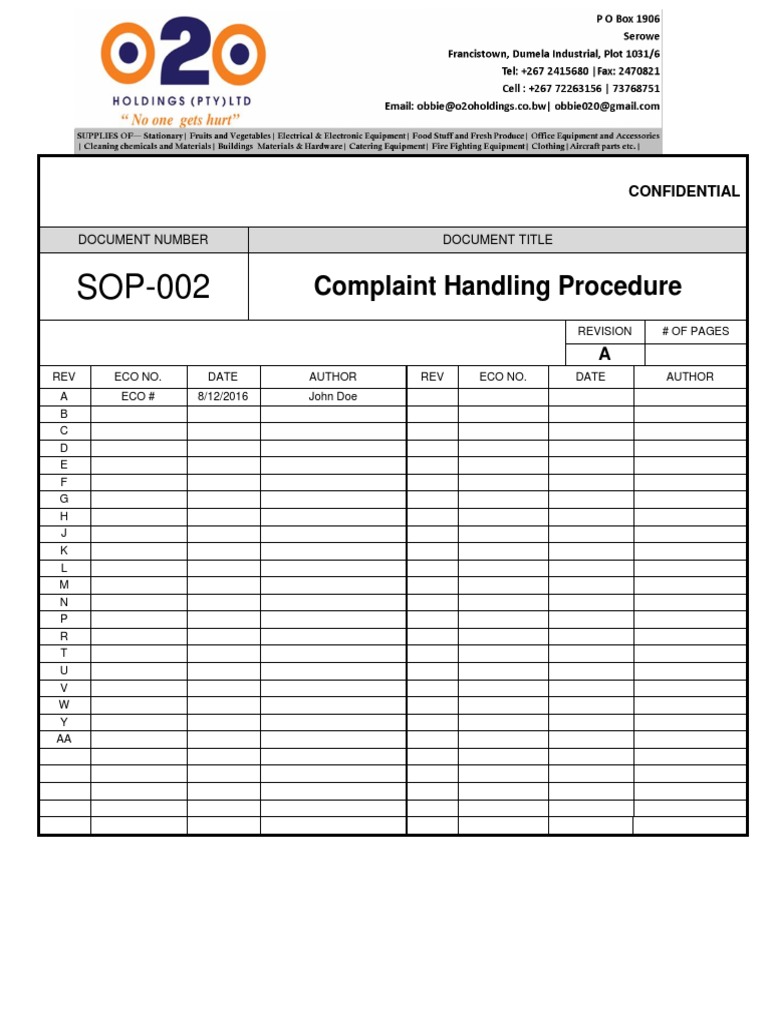 O2o Holdings Complaint-Handling With Flow Chart-SOP | PDF | Medical ...