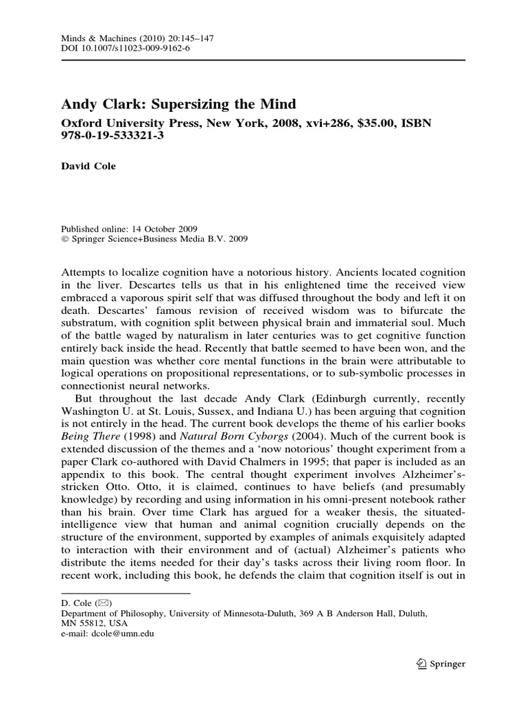 Andy Clark - Supersizing The Mind | PDF | Mind | Nervous System