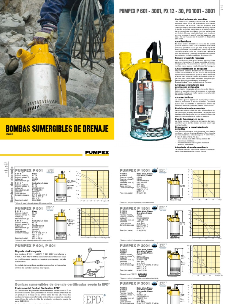 Sumergibles Pumpex | PDF | Aluminio | Bomba