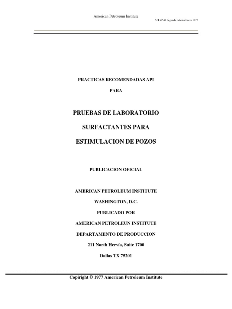 Norma Api RP 42 2da Edicion 1977 PDF | PDF