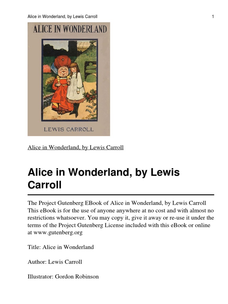 Alice in Wonderland eBook by Carroll | PDF | Alice (Alice's Adventures ...