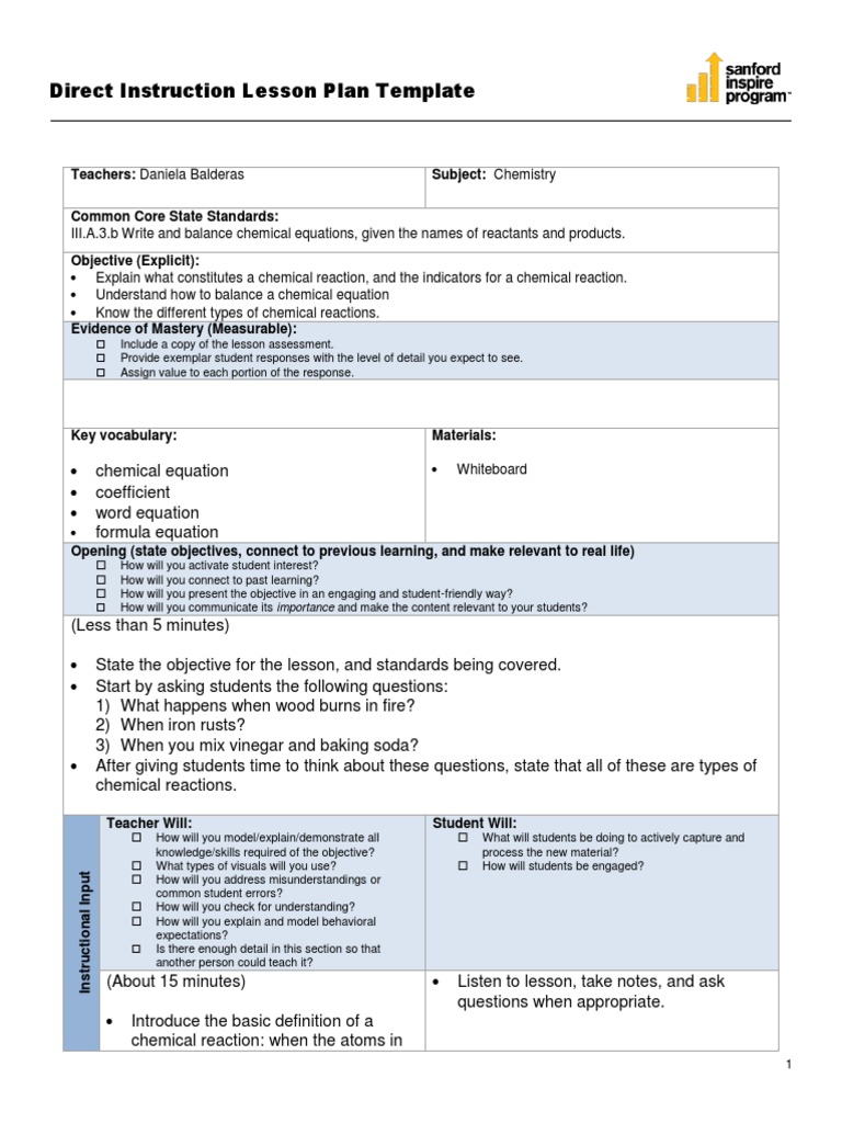 Class 10 Chemical Reactions Lesson Plan | PDF | Chemical Reactions ...