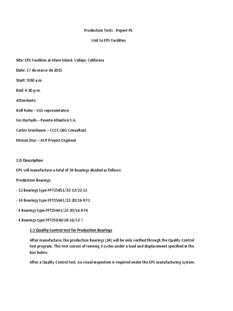 Production Test - Report #5 - 17mar15 | PDF | Mechanical Engineering ...