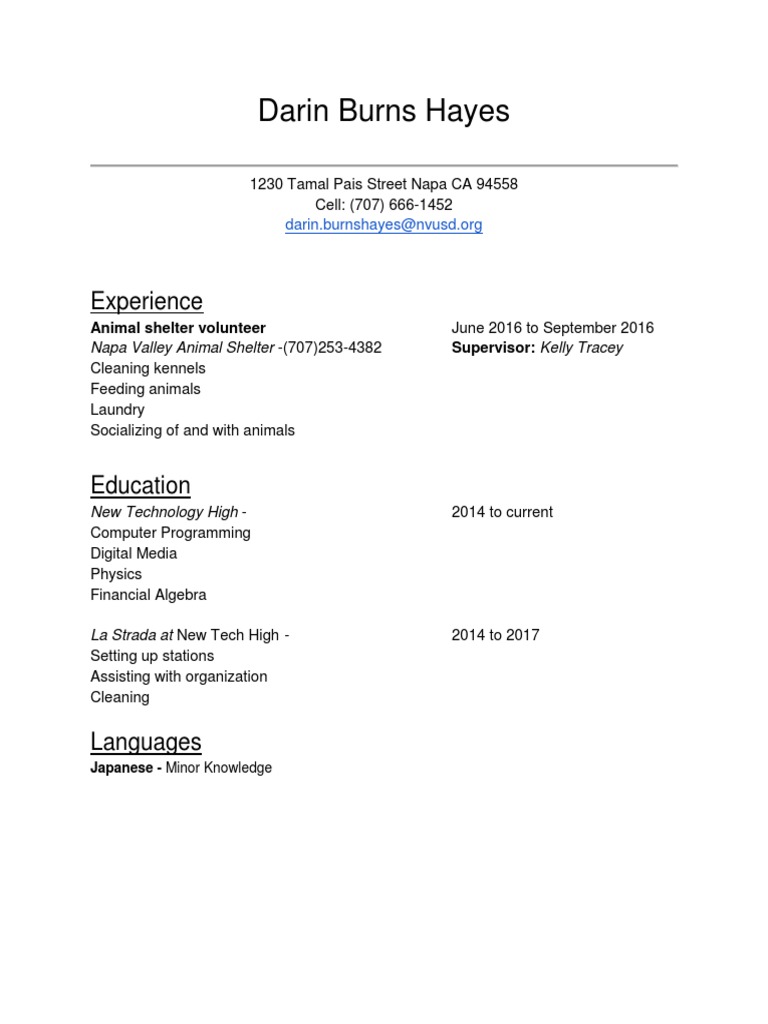 Darin Burns Hayes - Resume Overview | PDF