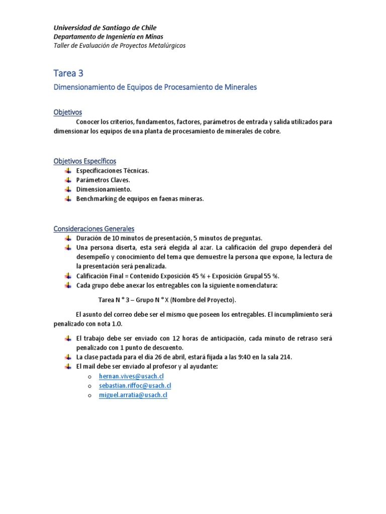 Tarea 3 - Evaluación de Proyectos Metalúrgicos | PDF | Business | Science