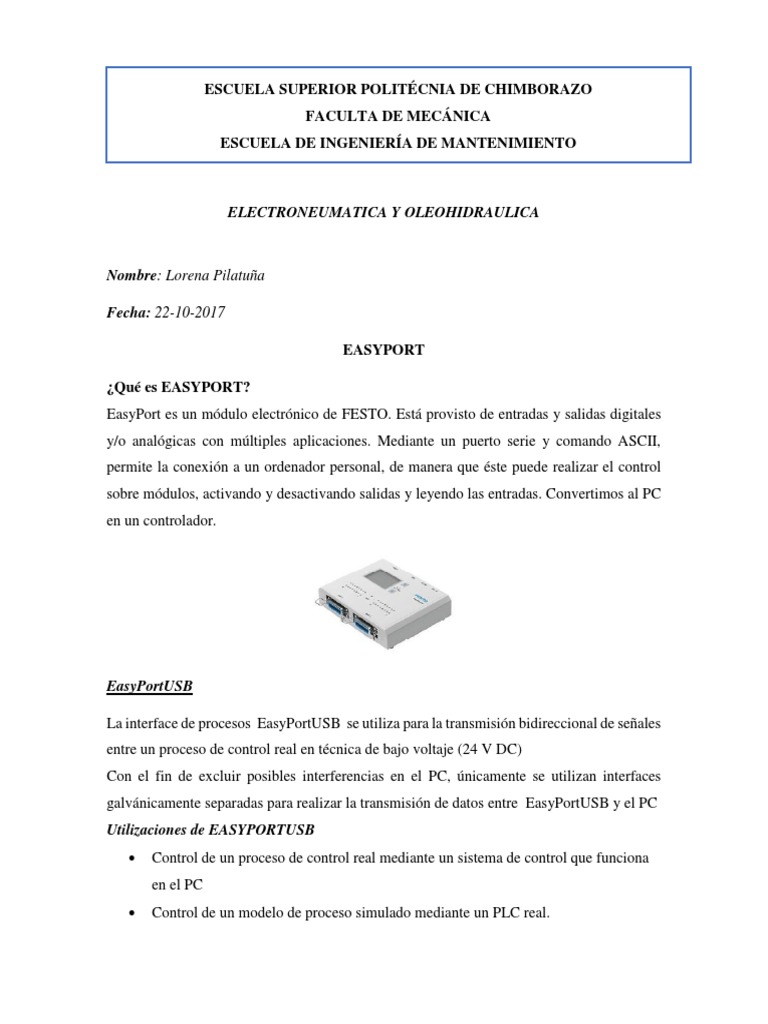 Módulo EasyPort de Festo: Control y Conexión | PDF