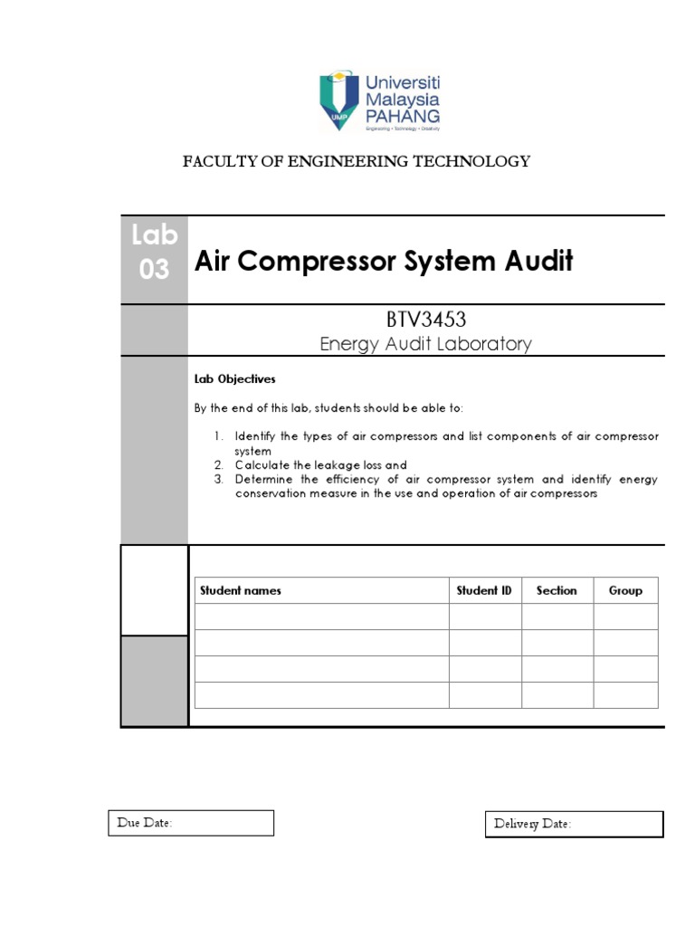 Air Compressor System Audit Report | PDF | Mechanical Engineering ...