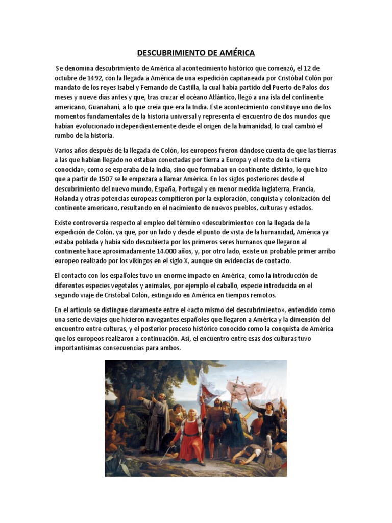 Informe De Lectura Del Descubrimiento De América – SIHYA