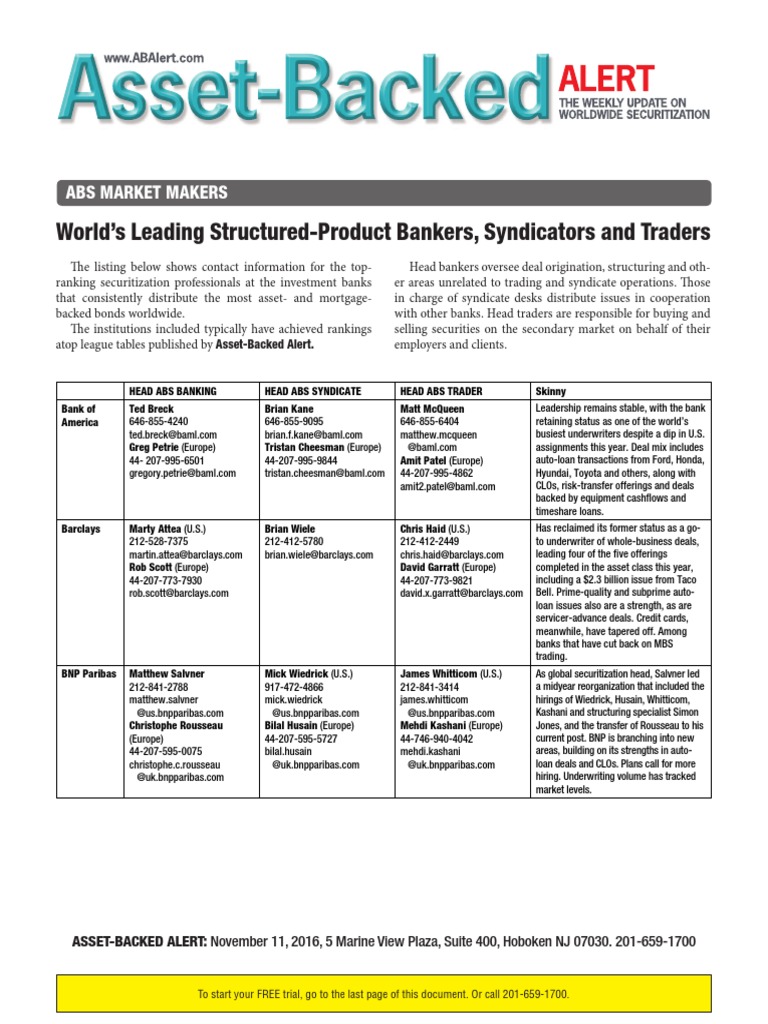 ABSMarketMakers 2016 | PDF | Asset Backed Security | Securitization