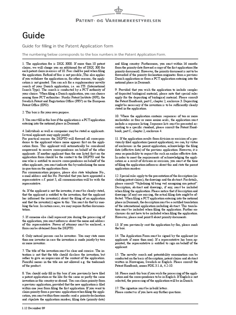 Guide: Guide For Filling in The Patent Application Form | PDF | Patent Application | Priority Right