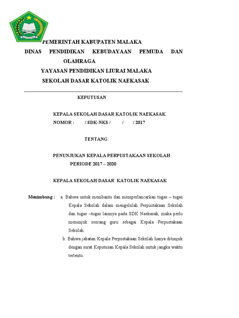 Contoh SK Perpus | PDF