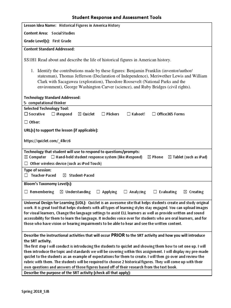 First Grade Historical Figures Lesson | PDF | Educational Assessment ...