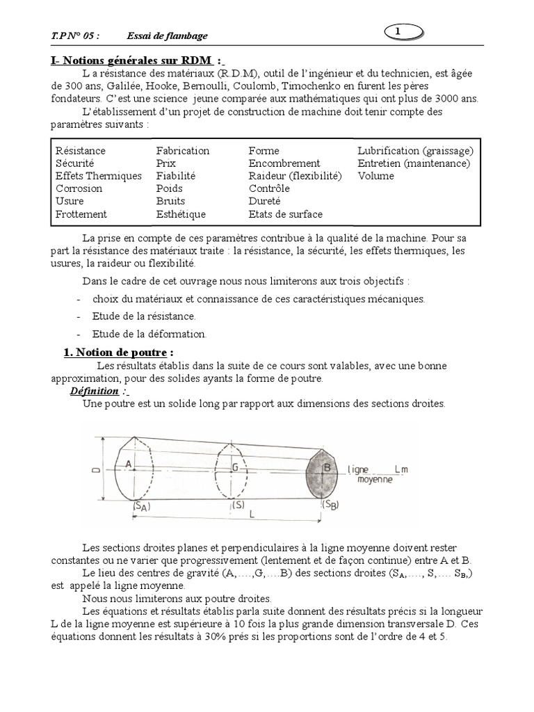 Essai de flambage en résistance des matériaux | PDF | Flambage ...