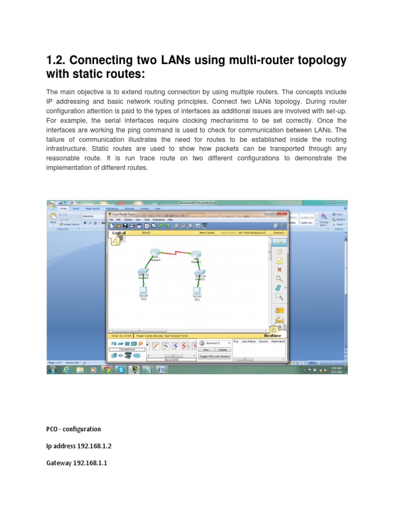 1.2. Connecting Two Lans Using Multi-Router Topology With Static Routes ...