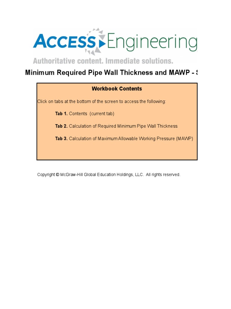 Minimum Pipe Wall Thickness and MAWP SI Final Protected | PDF | Pipe ...