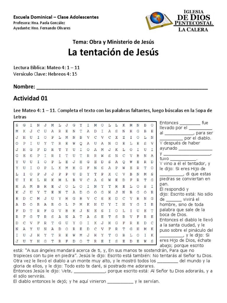 Actividades sobre la Tentación de Jesús | PDF | Diablo | Biblia