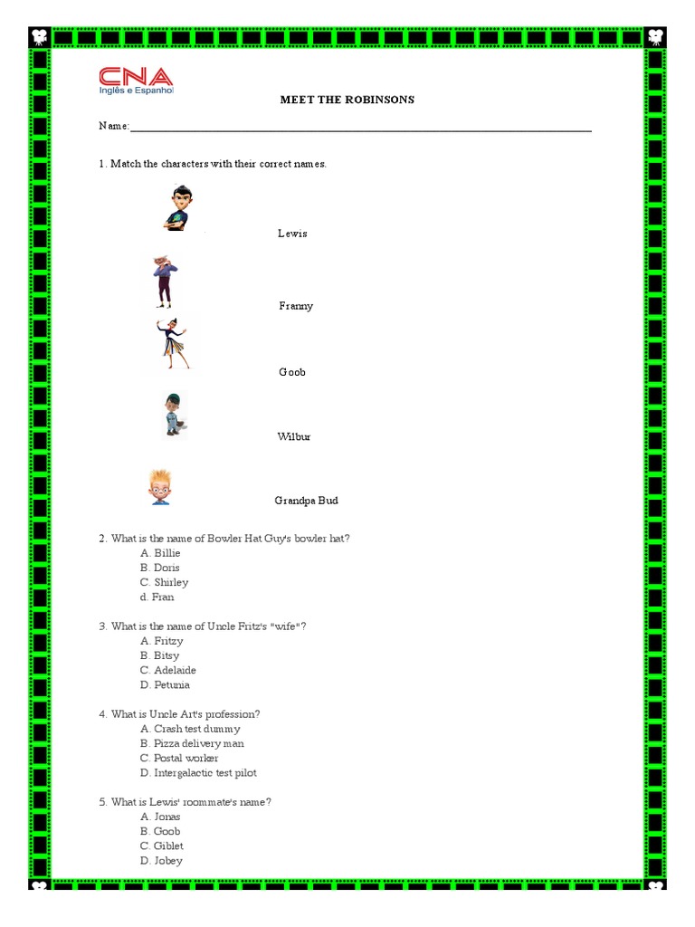 Meet the Robinsons Character Quiz | PDF