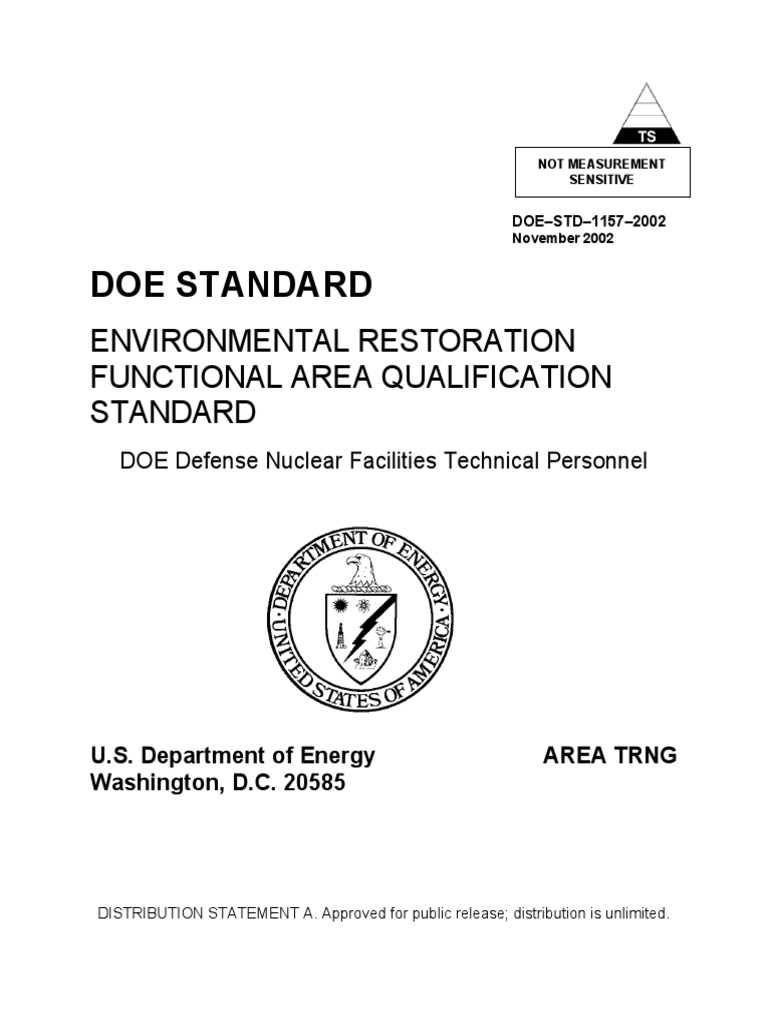 Doe Standard: Environmental Restoration Functional Area Qualification ...