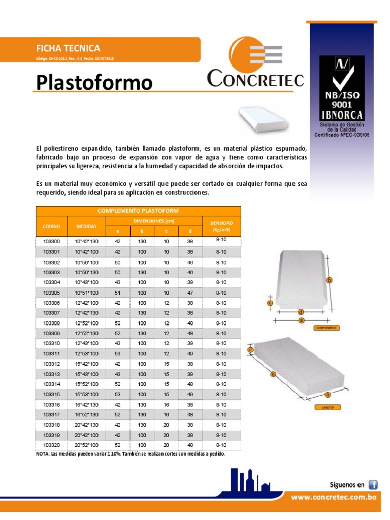 plastoformo.pdf | Aislamiento térmico | Materiales