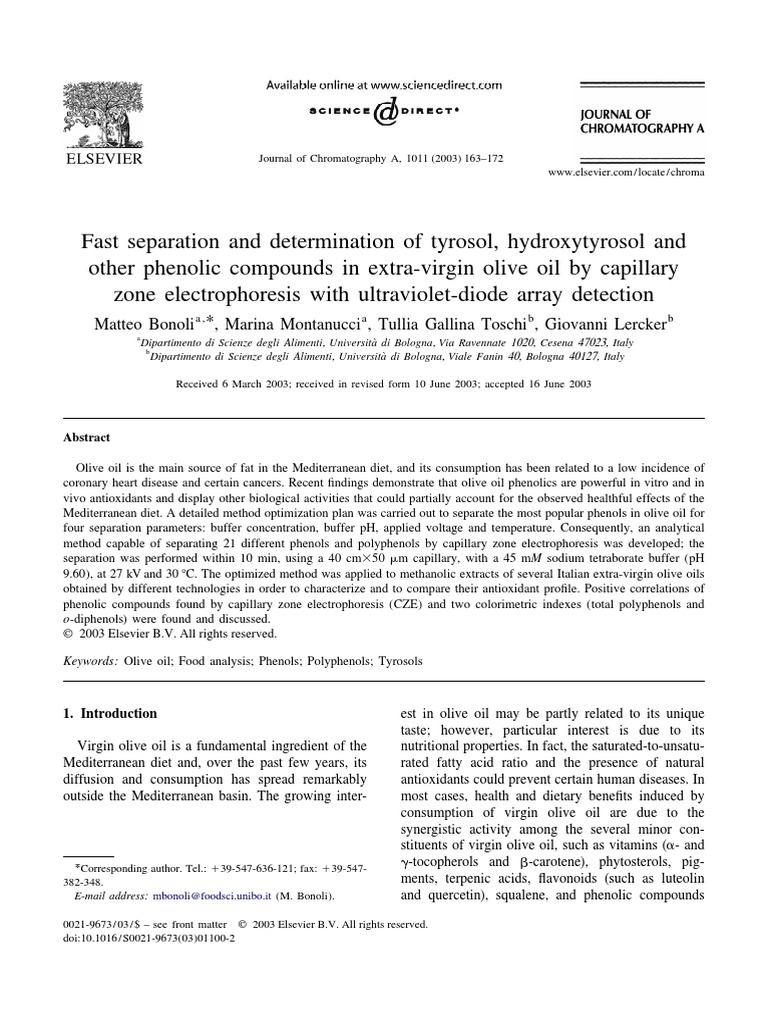 Bono Li 2003 | PDF | Capillary Electrophoresis | Polyphenol