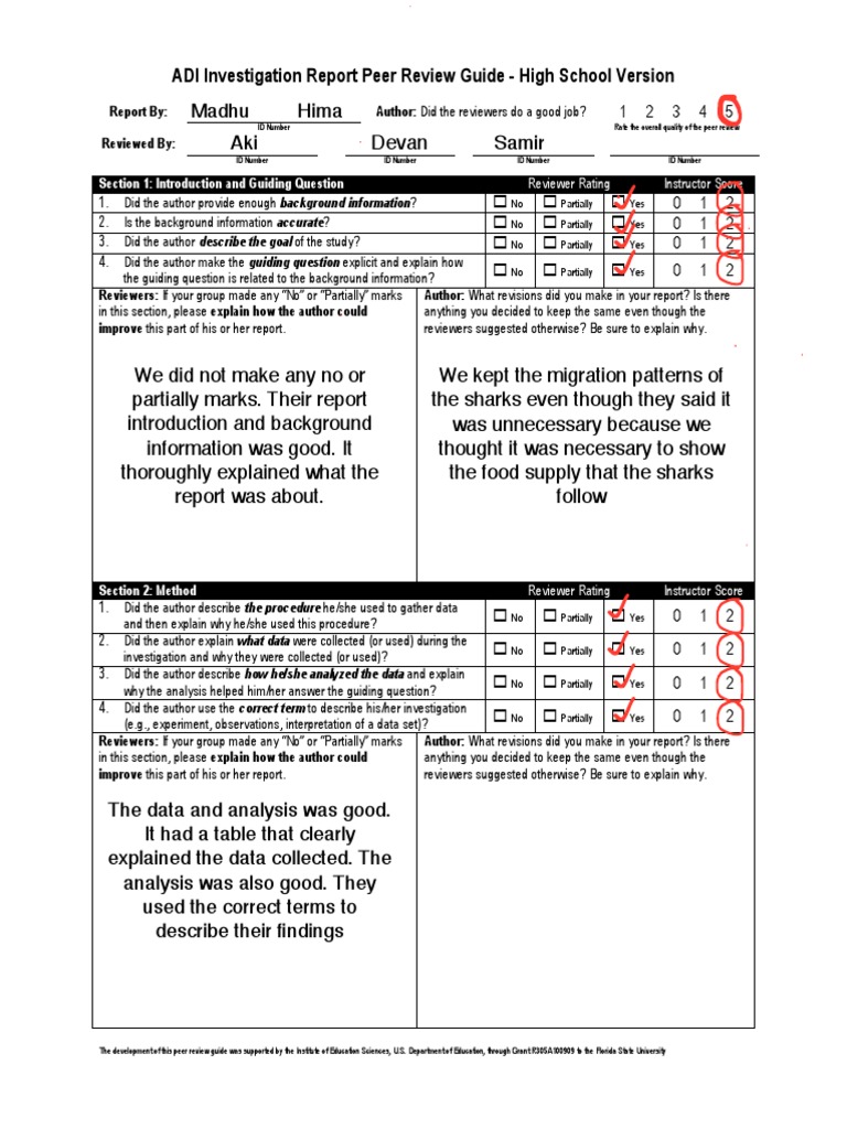 Peer Review Guide and Grading Rubric - High School-2 | PDF | Data ...
