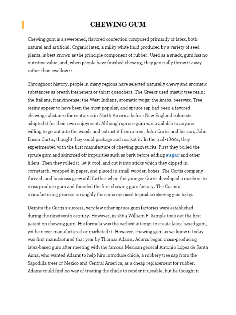 Chewing Gum Story | PDF | Sugar Substitute | Natural Rubber