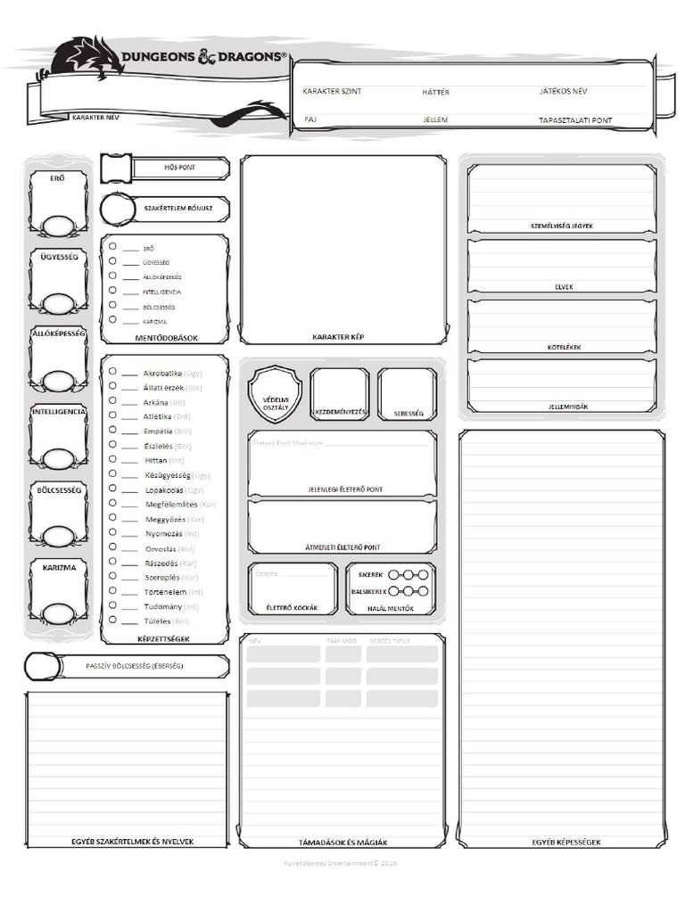 Karakterlap DND 5e Hez | PDF