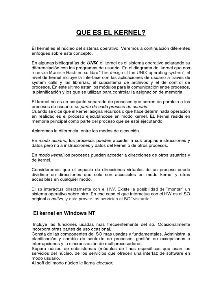 Que Es El Kernel | Kernel (sistema operativo) | Windows Nt