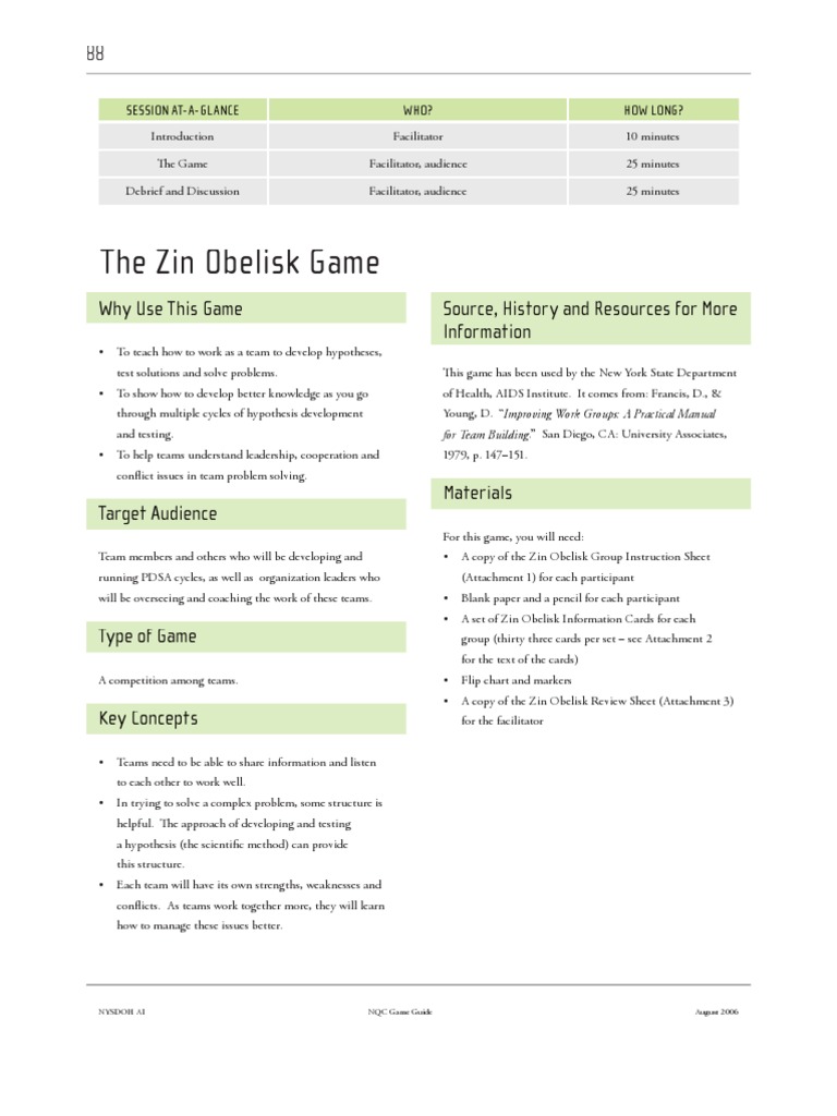 15 The Zin Obelisk Game | PDF