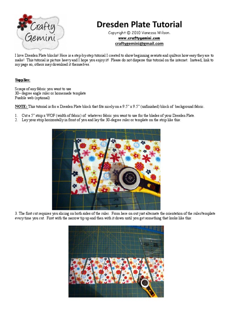 Dresden Plate Block Tutorial | PDF | Quilting | Textile Arts