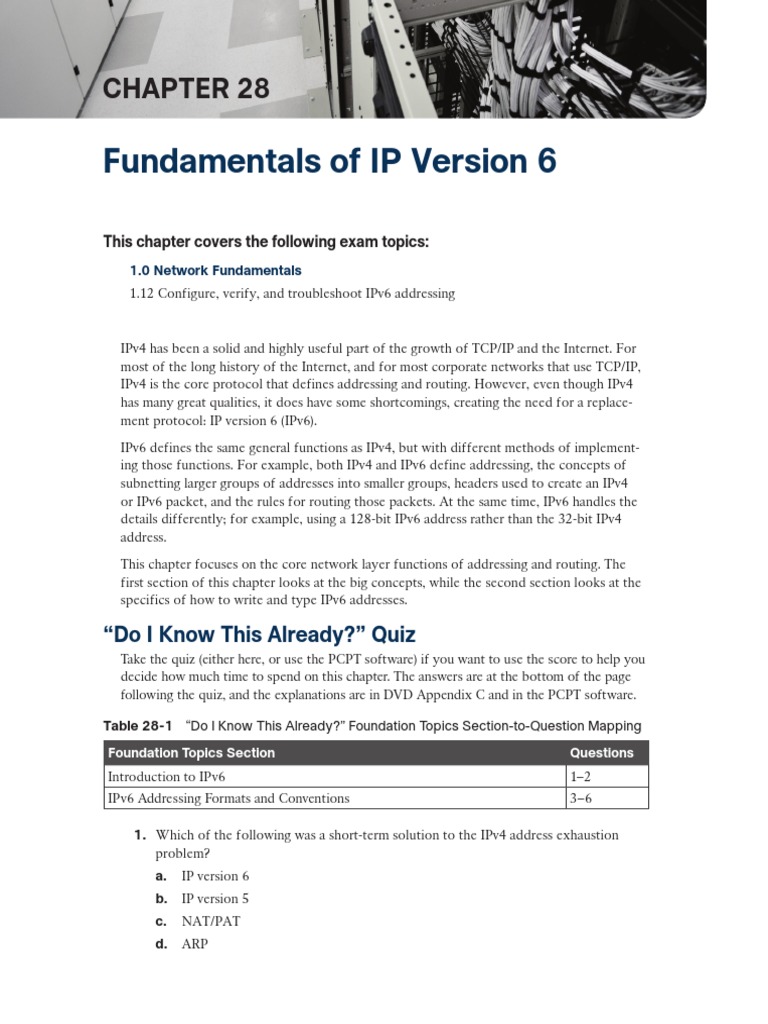 Fundamentals of IP Version 6 - CH28 | PDF | I Pv6 | Ip Address