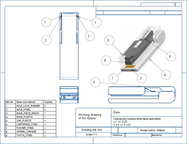 Working Drawing of The Stapler Date | PDF