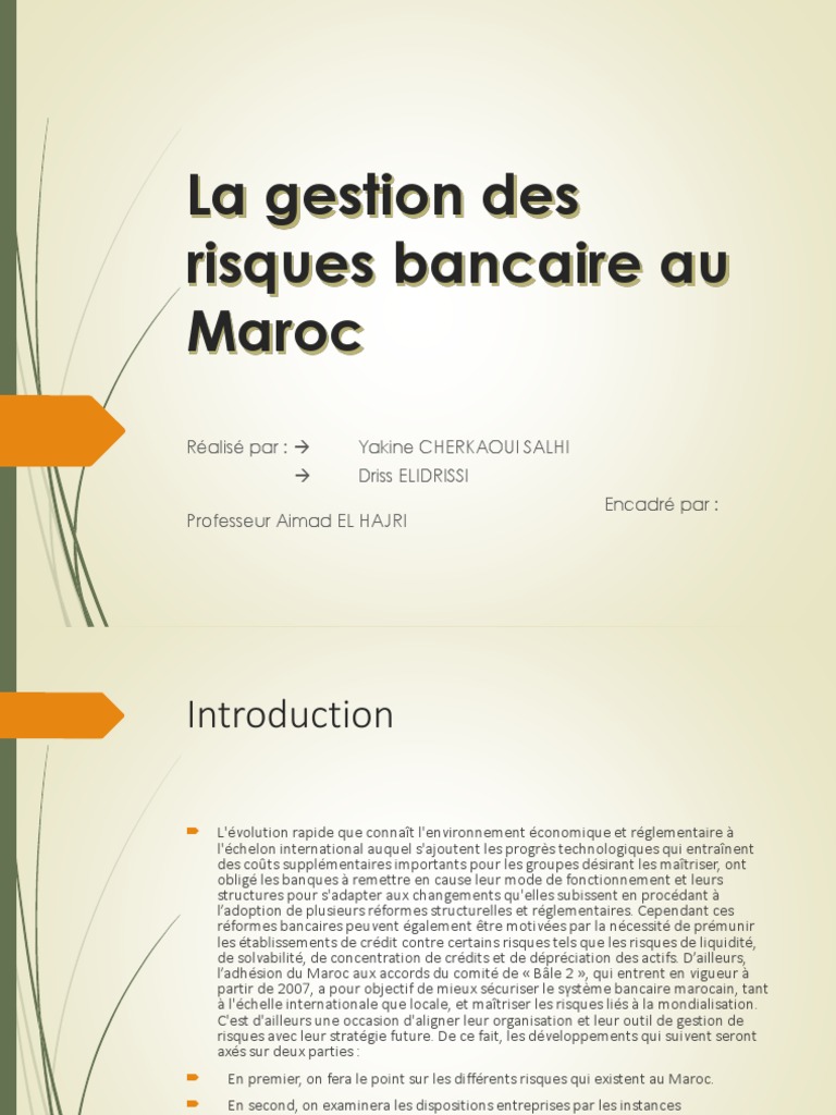La Gestion Des Risques Bancaire Au Maroc | PDF | Banques | Crédit (Finance)